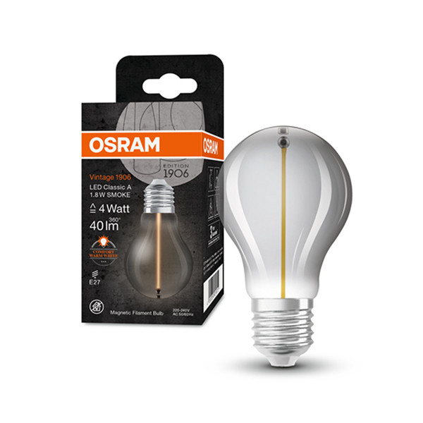 Osram LED lamp E27 | Peer A60 | Vintage 1906 Magnetic | Smoke | 1800K | 1.8W (4W) Osram 123led.nl